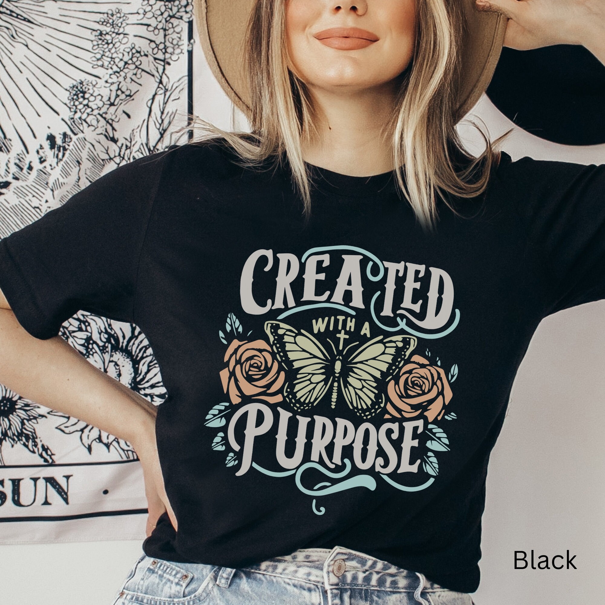 Created With A Purpose Shirt, Christian Shirt, Summer Tshirt With Bible ...