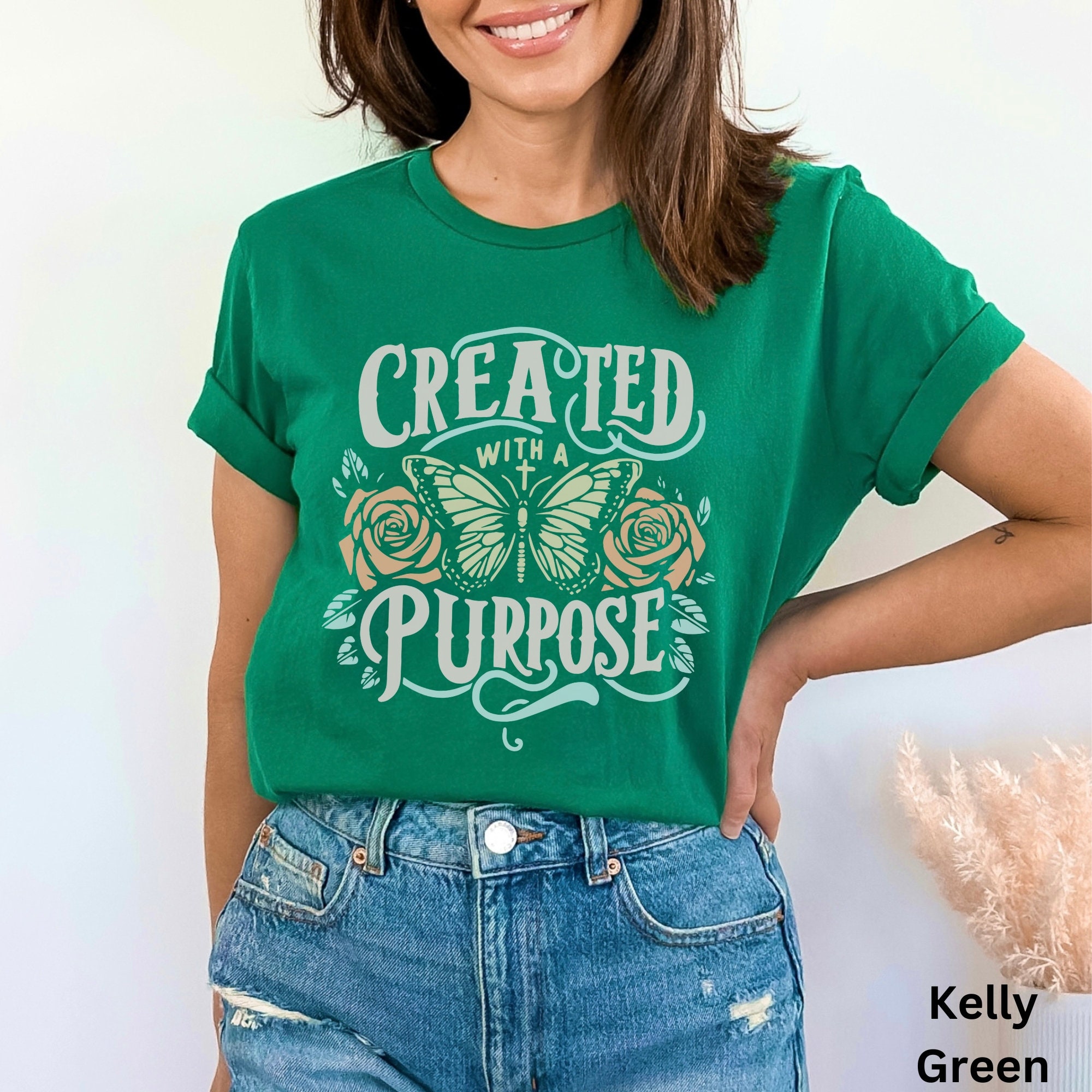 Created With A Purpose Shirt, Christian Shirt, Summer Tshirt With Bible ...