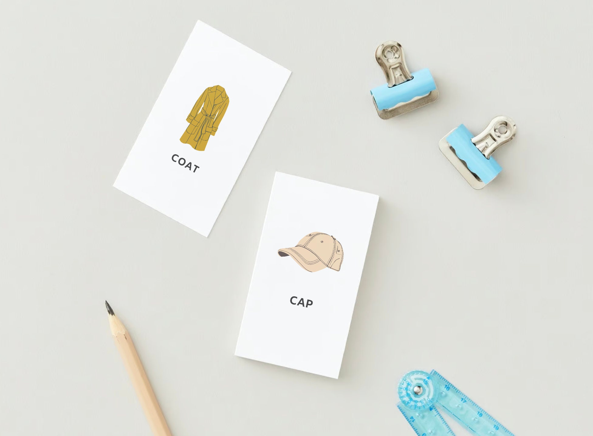 24 Clothes Flashcards| Montessori Flash Cards | Pre-school Cards ...