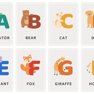 26 Animal Alphabet Flashcards| Montessori Flashcards | Pre-school Cards ...