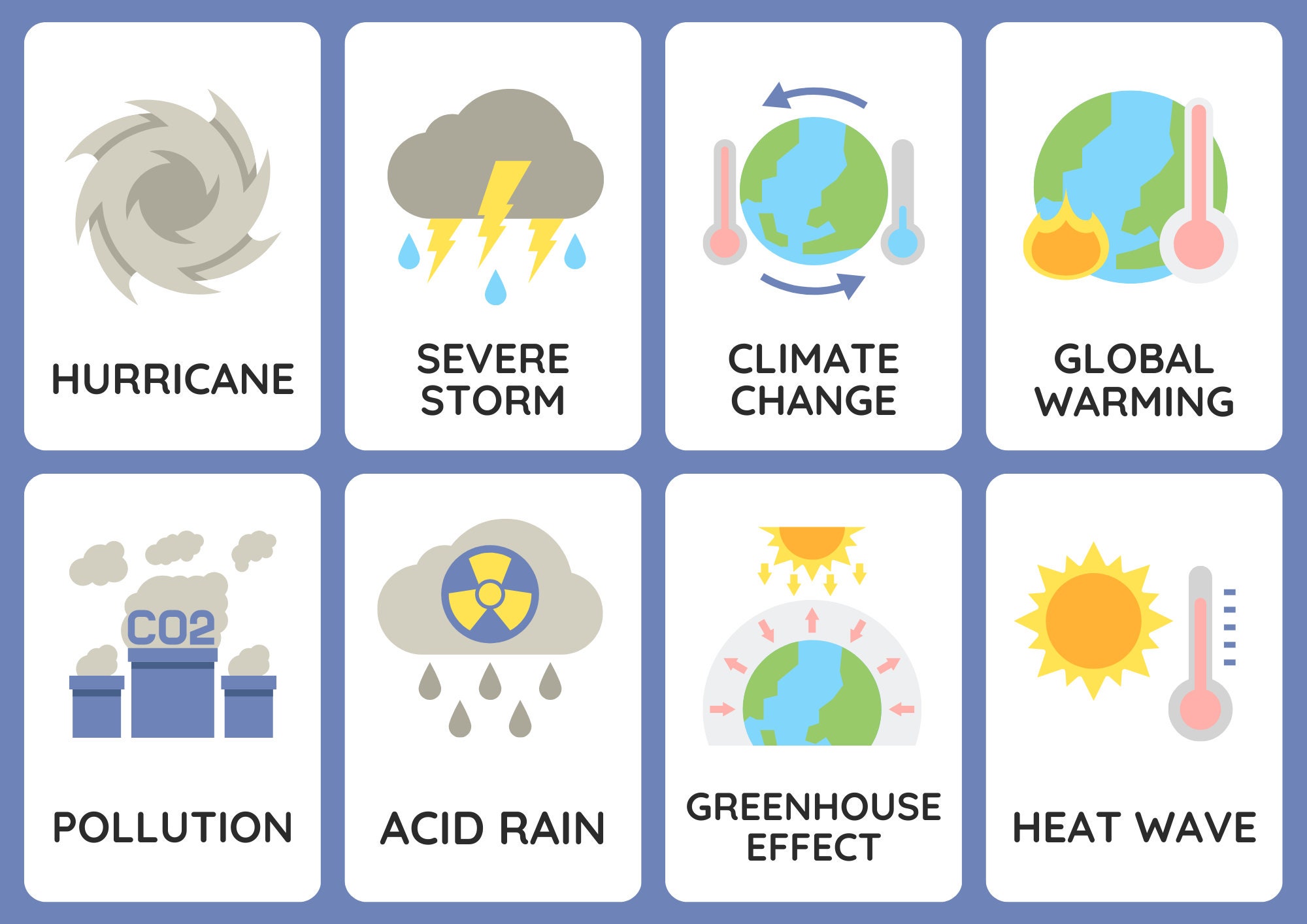 24 Natural Disasters Flashcard Montessori Flashcards Pre-school Cards ...