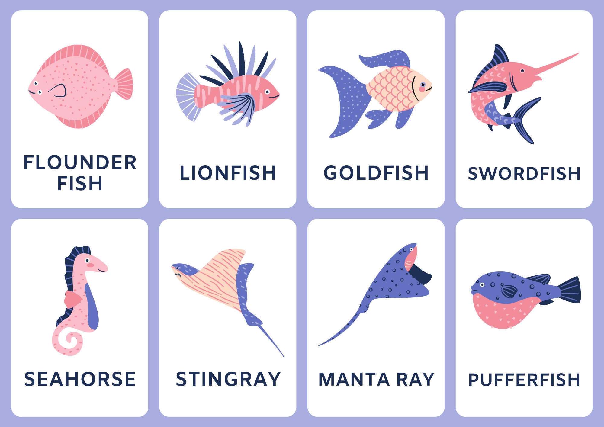 28 Marine Animal Flashcards Montessori Flashcards - Etsy