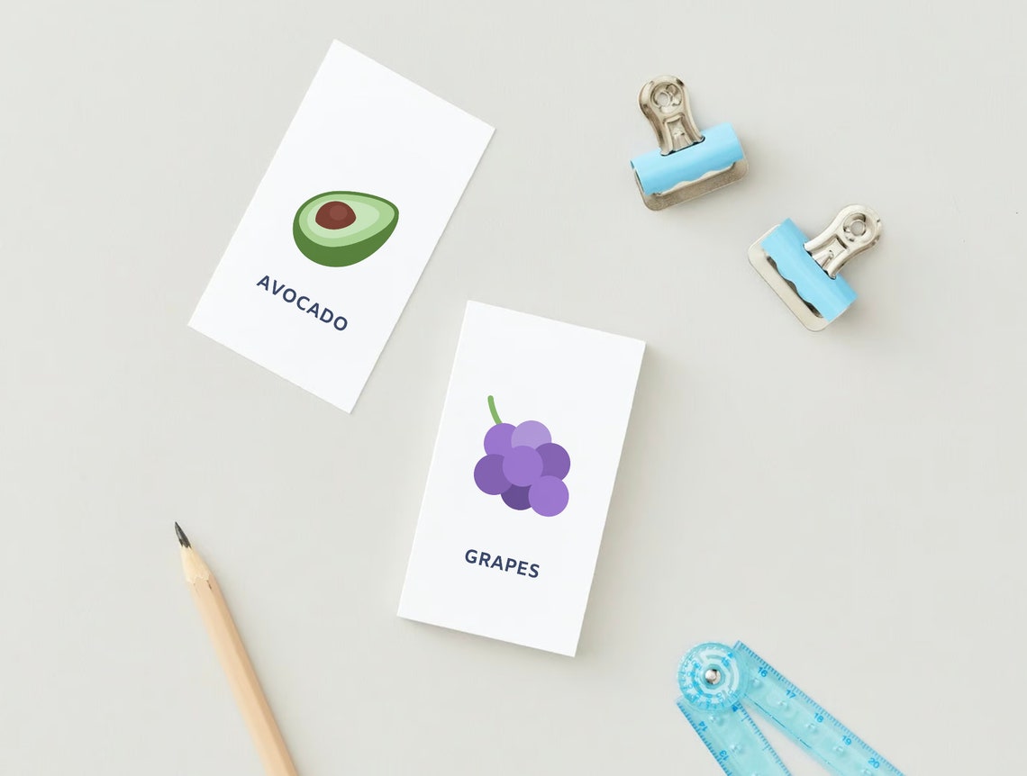 16 Fruits Flashcards Montessori Flashcards Pre-school - Etsy