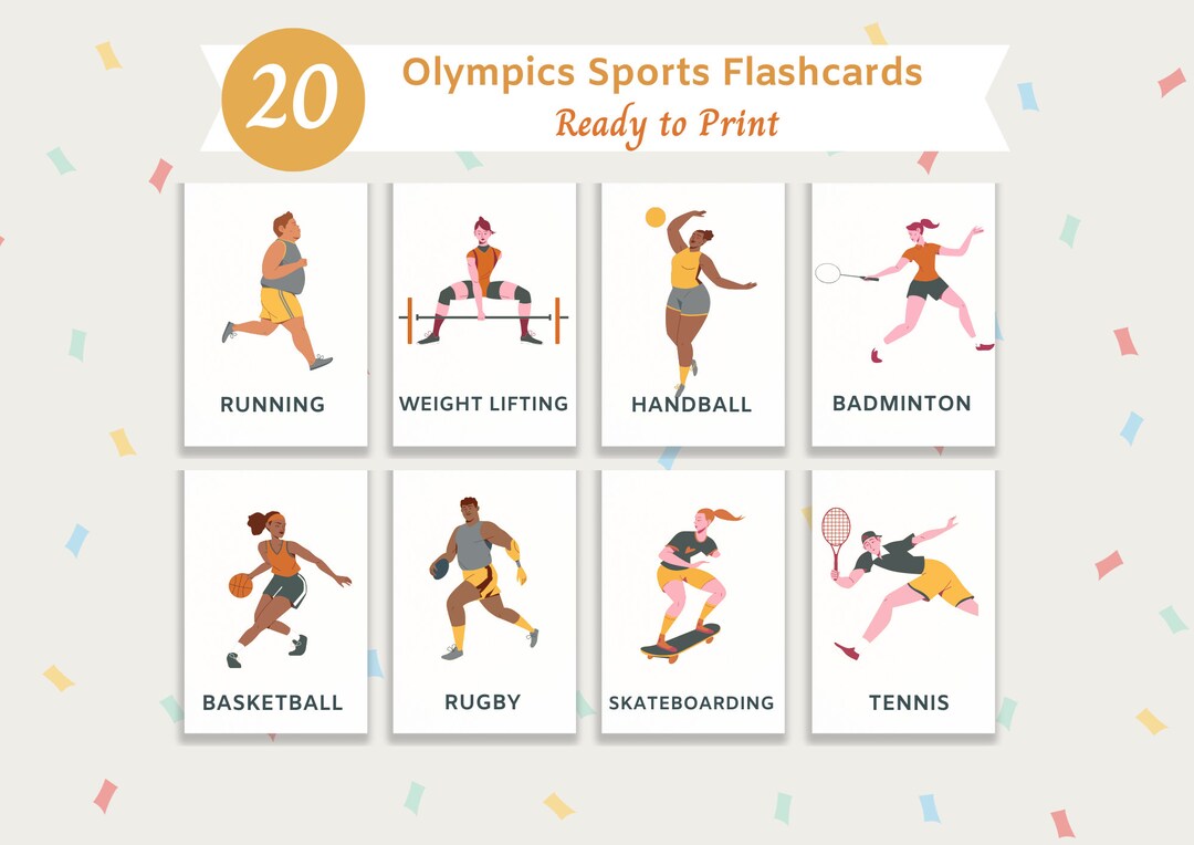 20 Olympics Sport Flashcards Montessori Flashcard Pre-school Cards ...