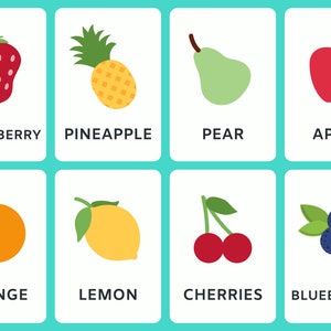 16 Fruits Flashcards | Montessori Flashcards | Pre-school Cards ...