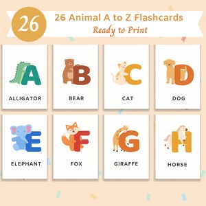 26 Animal Alphabet Flashcards| Montessori Flashcards | Pre-school Cards ...