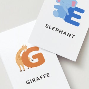 26 Animal Alphabet Flashcards Montessori Flashcards Pre-school Cards ...