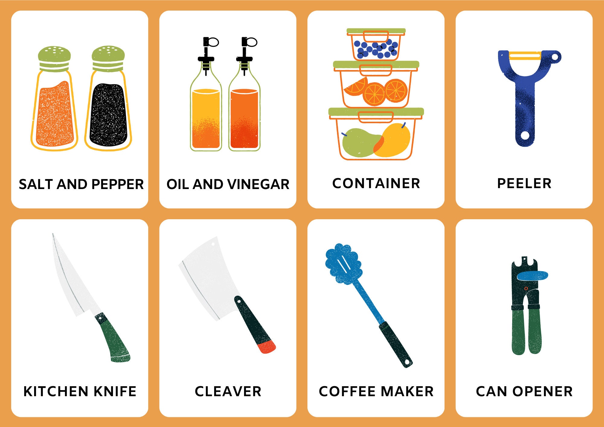 24 Kitchen Appliances Flashcards| Montessori Flashcards | Pre-school ...