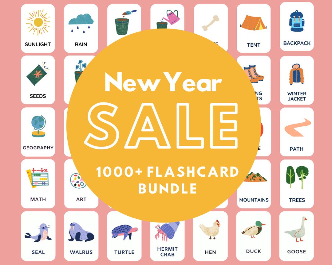 1000 Printable Flashcards Bundle spring Sale Limited Time Homeschool ...