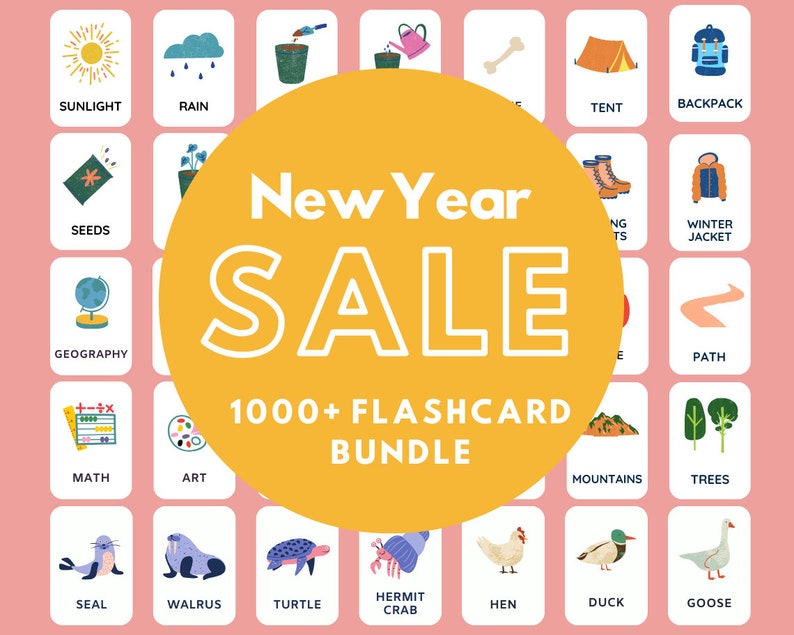 1000 Printable Flashcards Bundle spring Sale Limited Time Homeschool ...