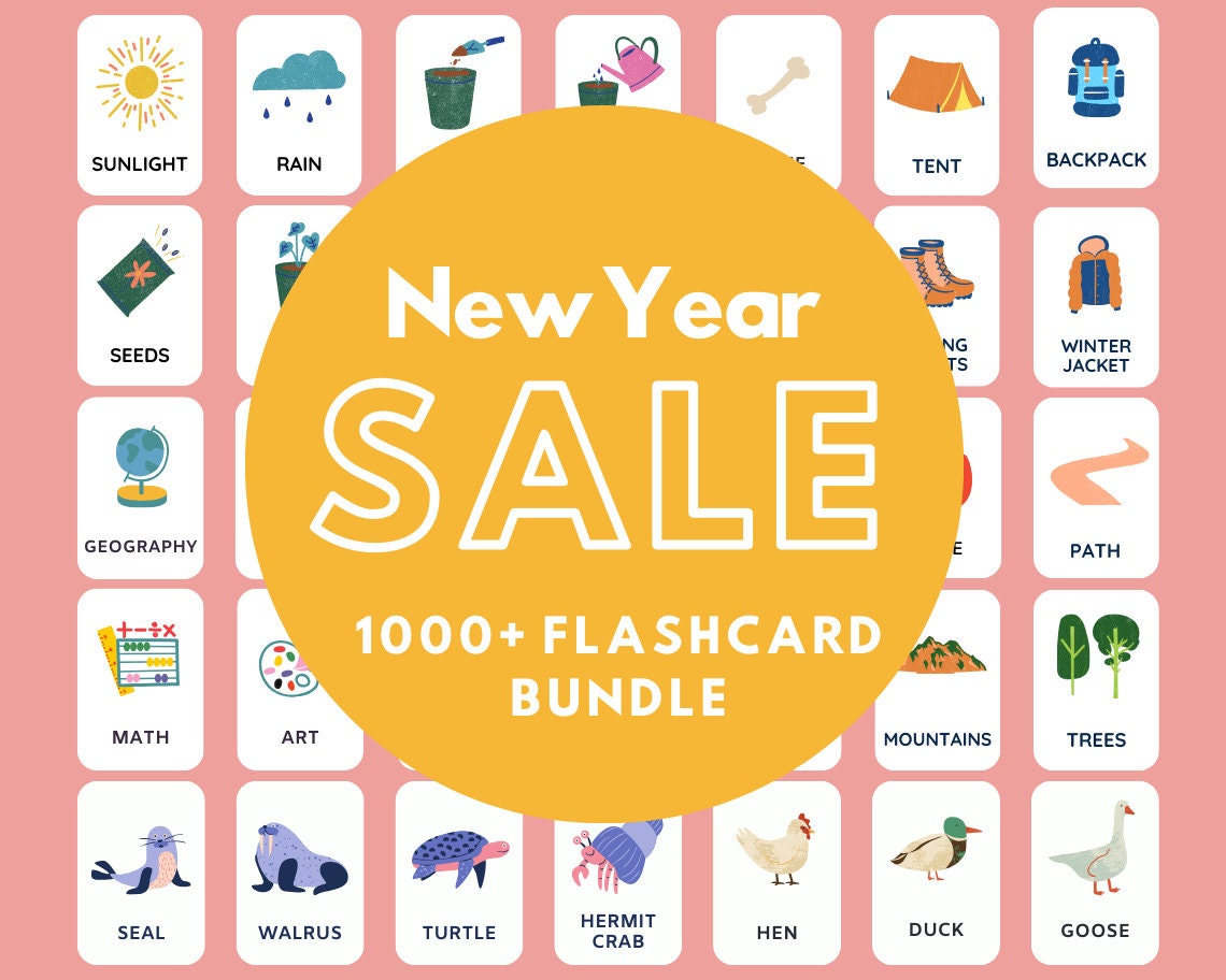 1000 Printable Flashcards Bundle spring Sale Limited Time Homeschool ...