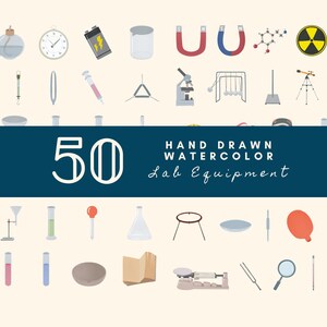 50 Watercolor Lab Equipment Illustration Clipart Science Flyer Design ...