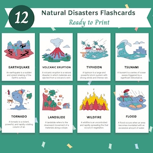 12 Natural Disasters Flashcards| Montessori Flashcards | Pre-school ...