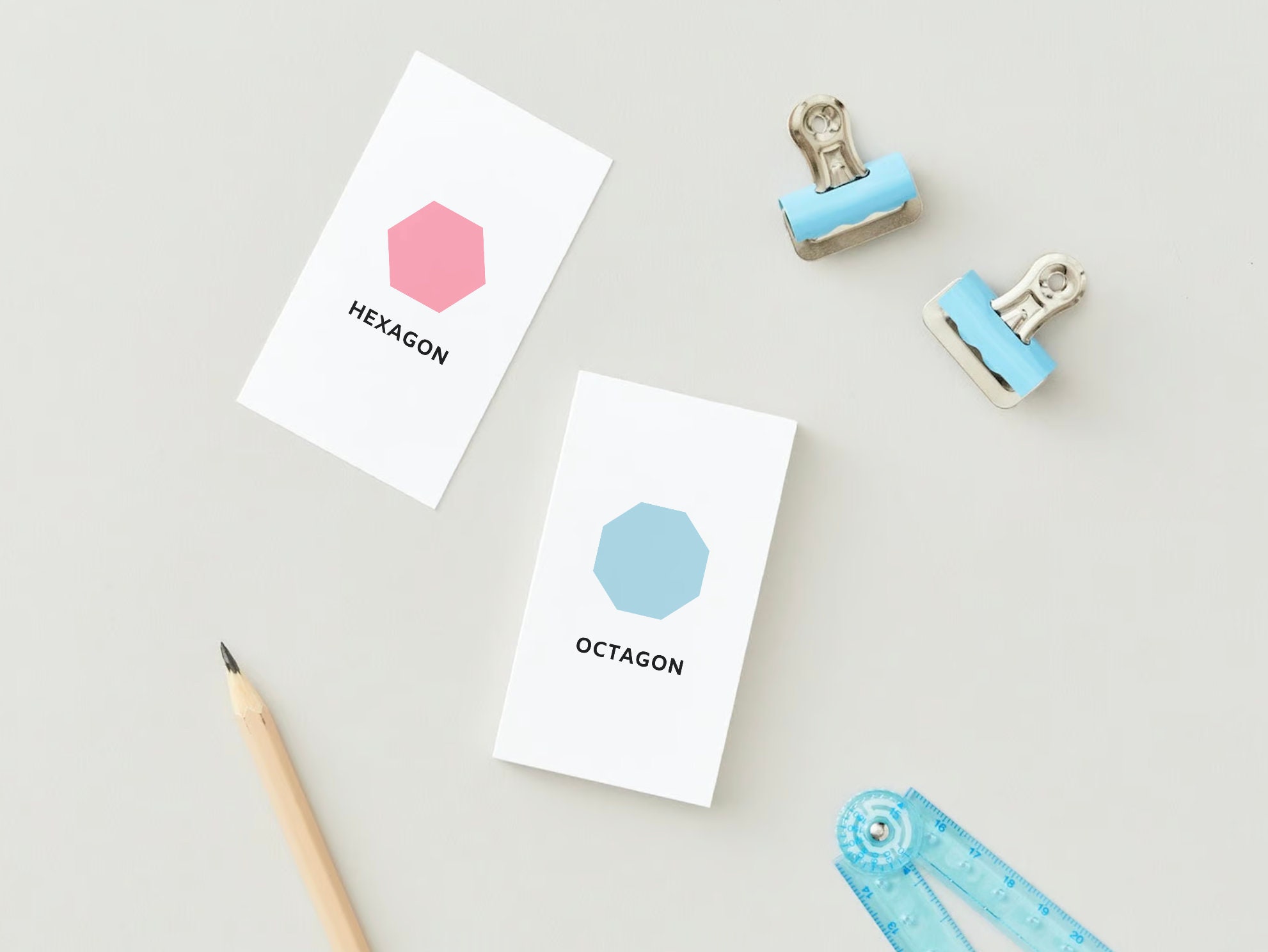 16 Different Shapes Flashcard Montessori Flashcards Pre-school Cards ...