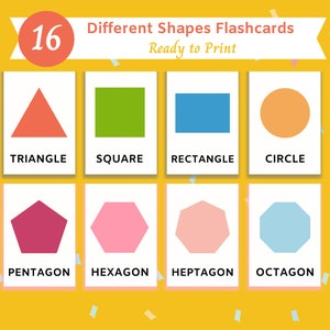 16 Different Shapes Flashcard | Montessori Flashcards | Pre-school ...