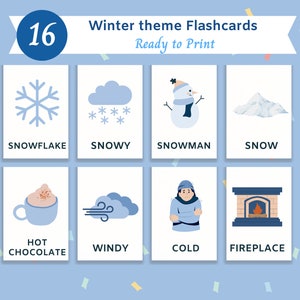 16 Winter Theme Flashcard | Montessori Flashcards | Pre-school Cards ...