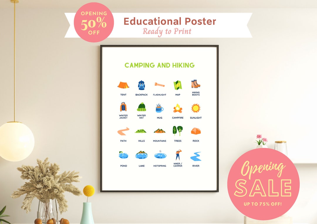 Hiking and Camping Posters, Homeschool Prints, Montessori Decor, Kids ...