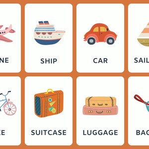 24 Travel Essential Flashcards | Montessori Flashcards | Pre-school ...
