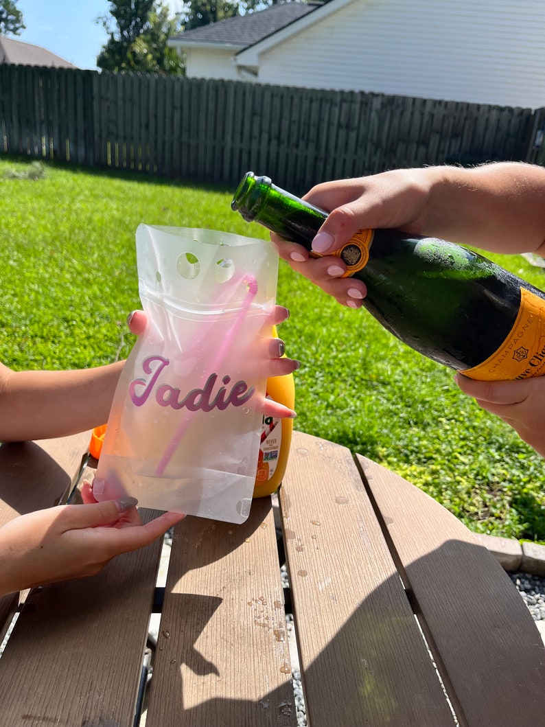 Custom Name Pouches | Sparkle Drink Pouches | Bachelorette Trip | Party ...