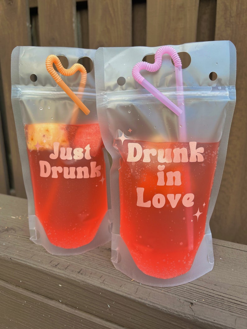 Drunk in Love or Just Drunk Pack of 5 Bachelorette Party Adult Juice ...