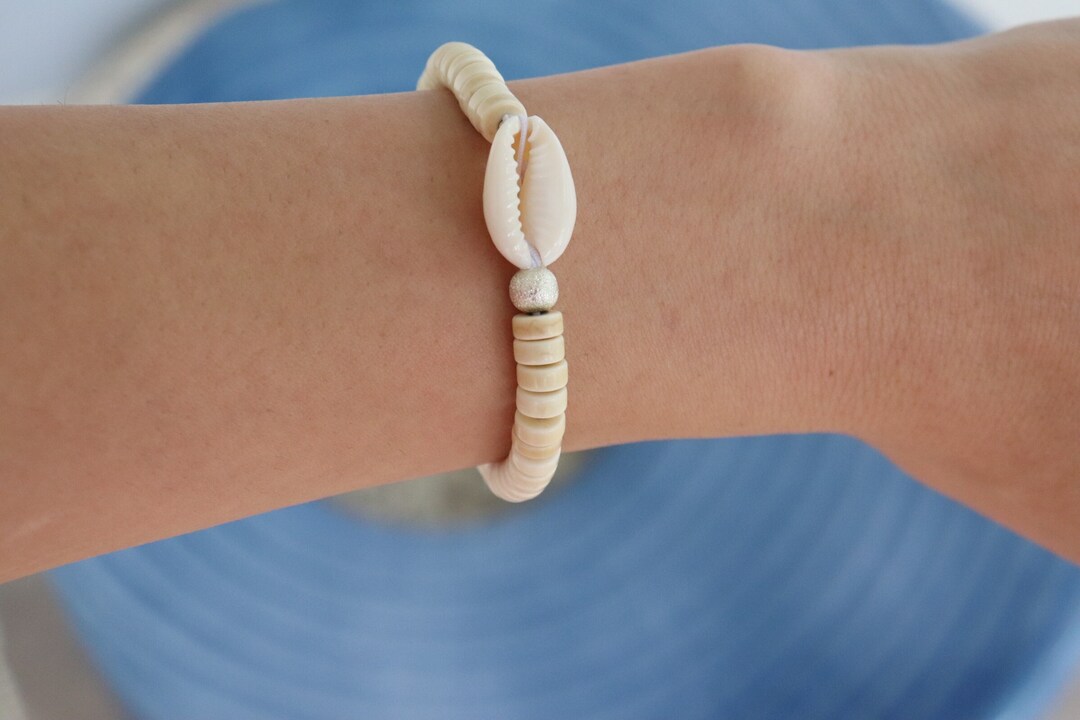Shell Bracelet, Cowrie Shell Beaded Bracelet for Beach, Boho Bracelet ...