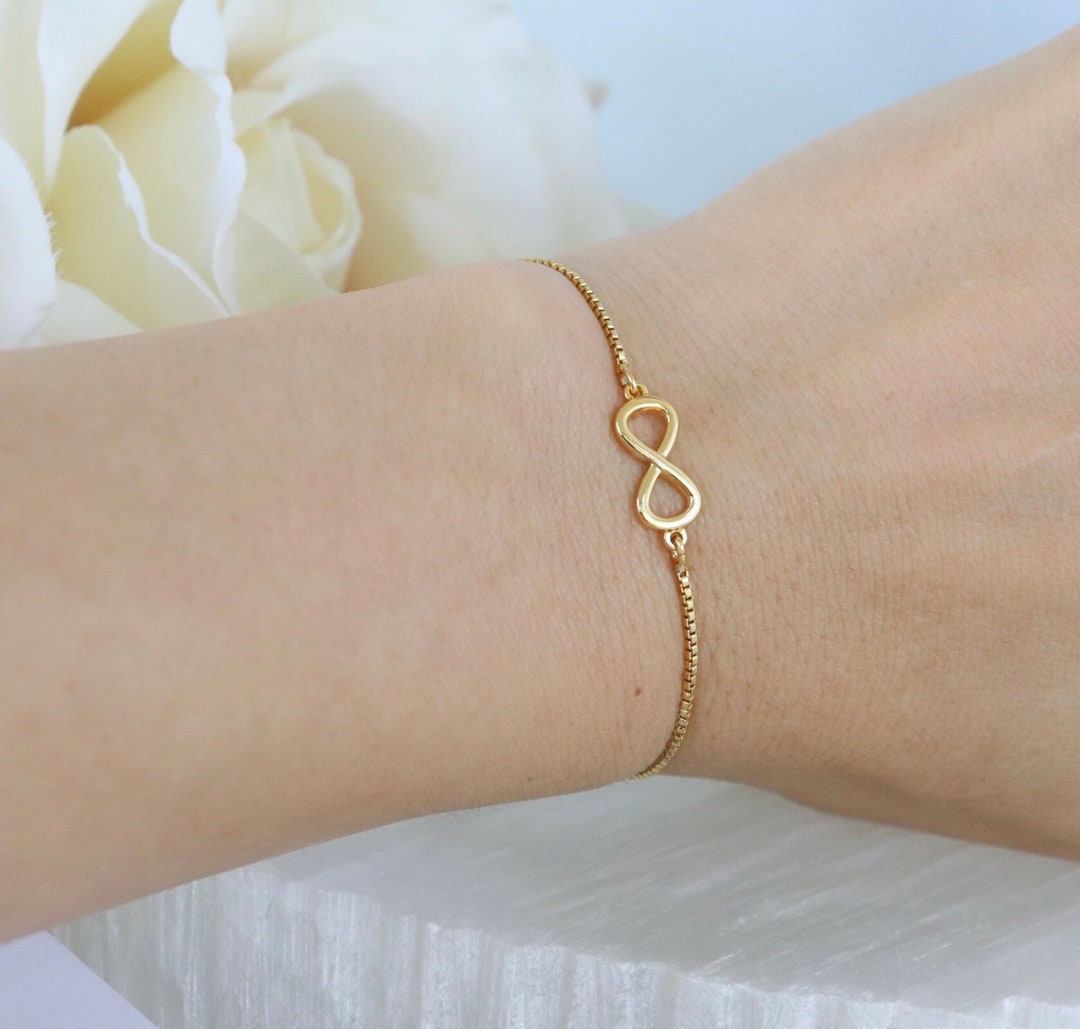 Gold Infinity Bracelet, 18k Gold Plated Adjustable Infinity Bracelet ...