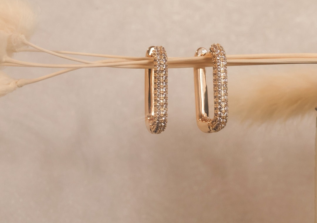 Rectangle Hoop Earrings, 14k Gold Filled Rectangular Hoop Earrings ...