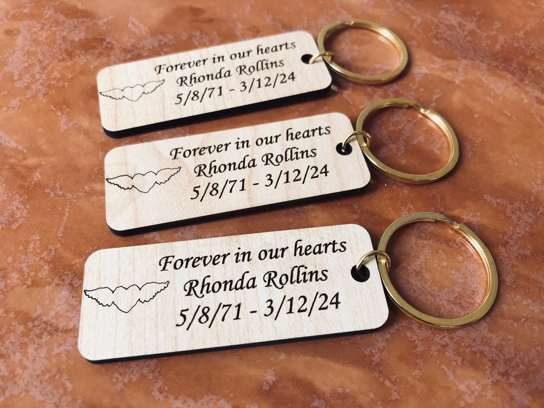 Personalized Memorial Keychain, Funeral Favor, Laser Engraved Wood - Etsy