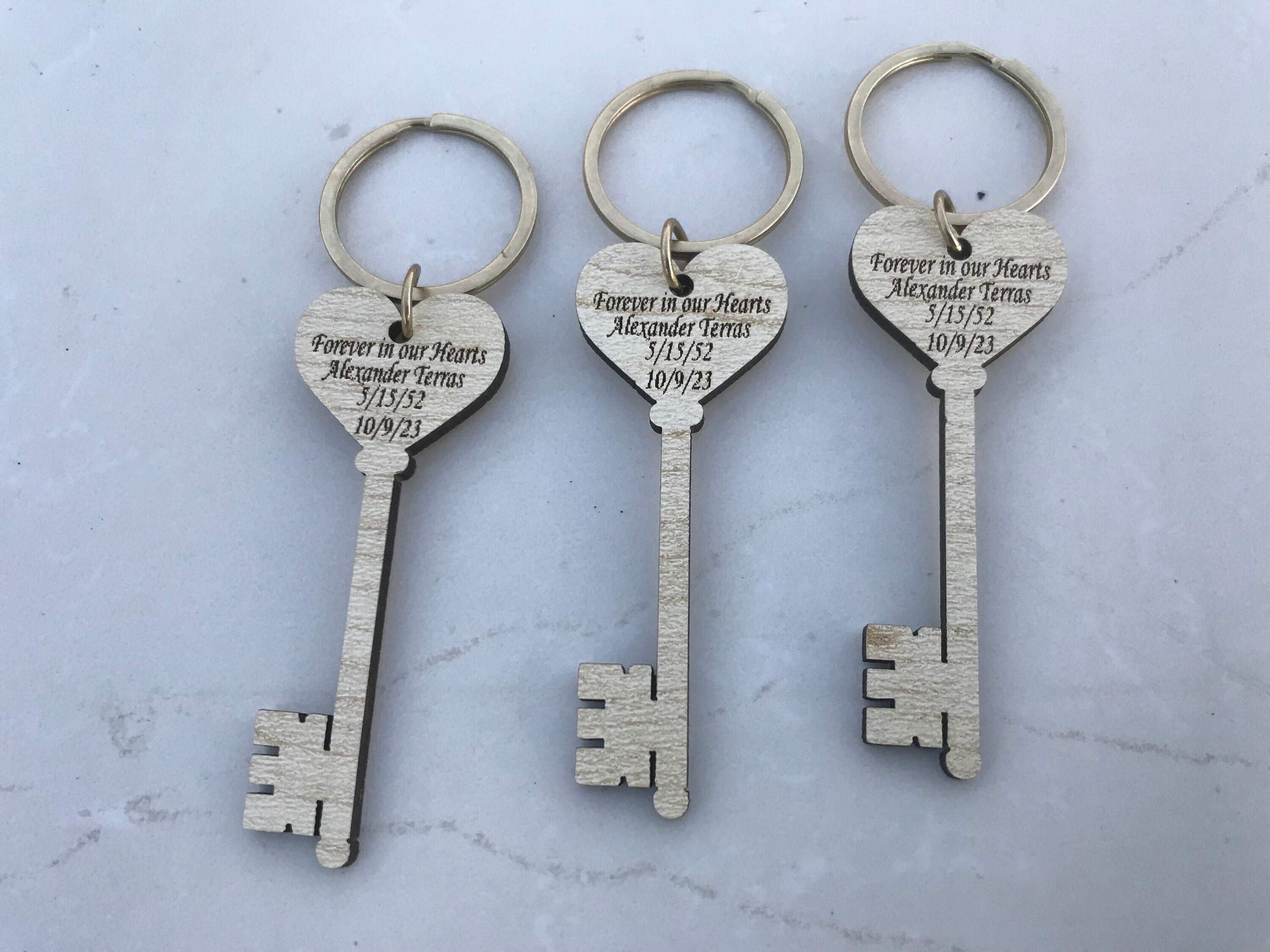 Bulk Funeral Favors Personalized Wood Keychain Celebration of Life ...