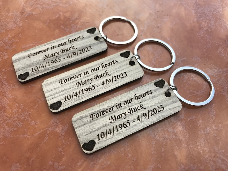 Funeral Favors Personalized Wood Keychain Memorial Favor Service for ...