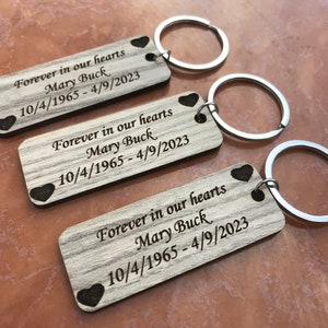 Funeral Favors Personalized Wood Keychain Memorial Favor Service for ...