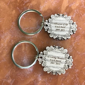 Celebration of Life Funeral Favors Personalized Wood Keychain Memorial ...