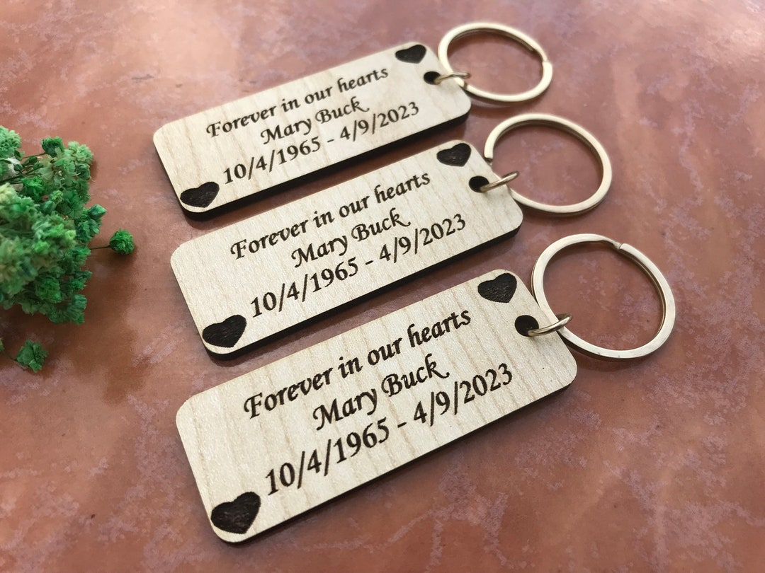 Celebration of Life Funeral Favors Personalized Wood Keychain Memorial ...