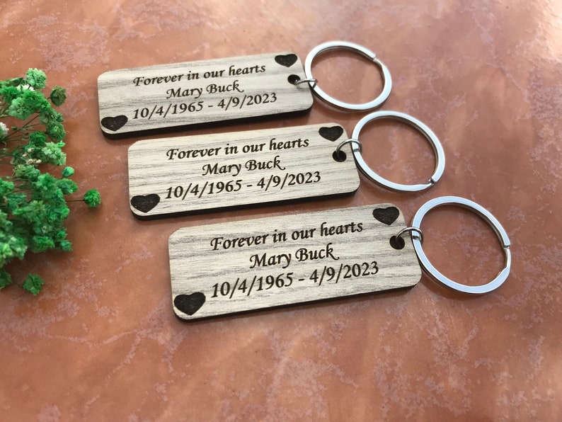 Funeral Favors Personalized Wood Keychain Celebration of Life - Etsy