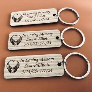 Funeral Favors Personalized Wood Keychain Memorial Favor Service for ...