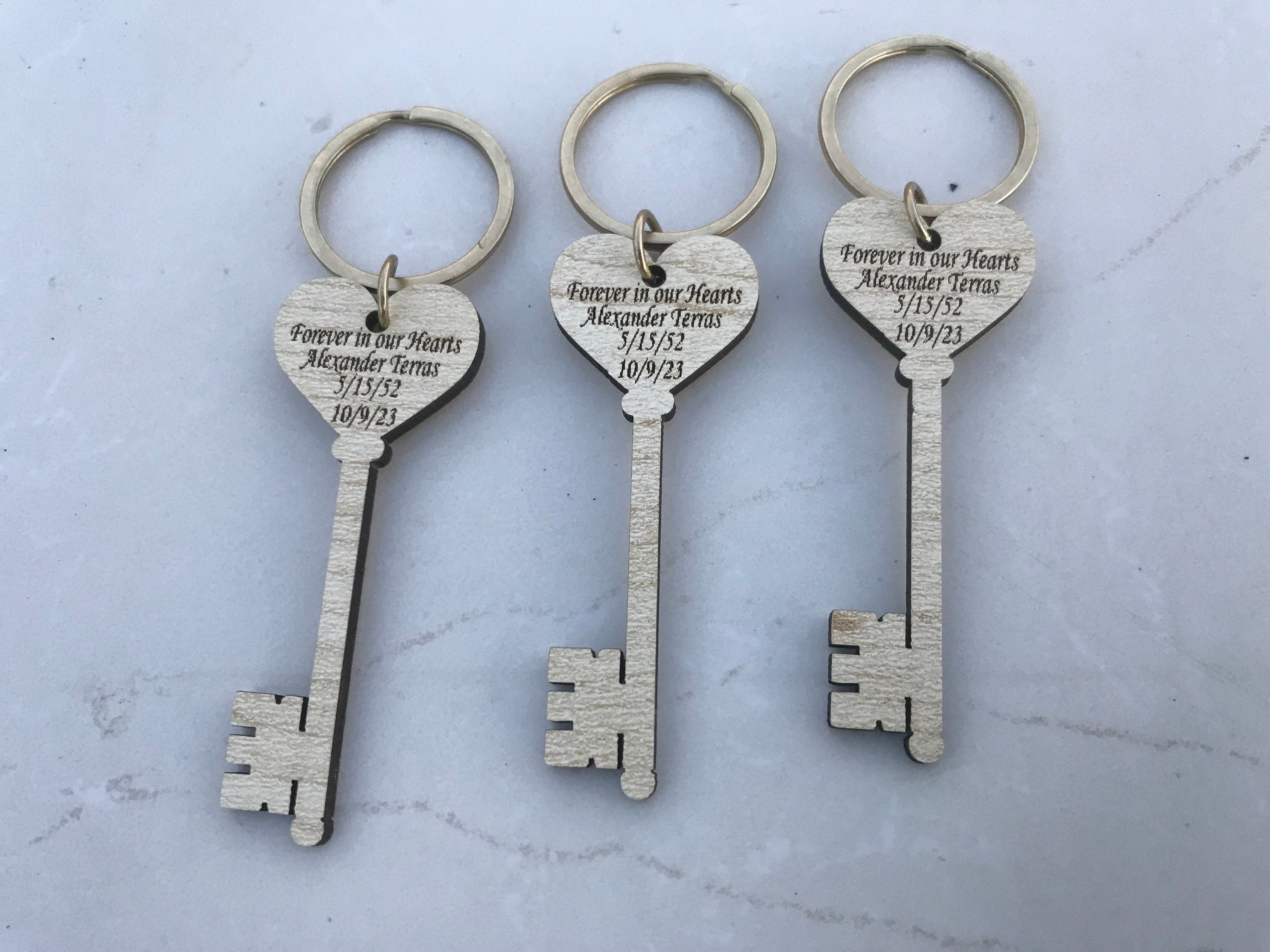 Bulk Funeral Favors Personalized Wood Keychain Celebration of Life ...