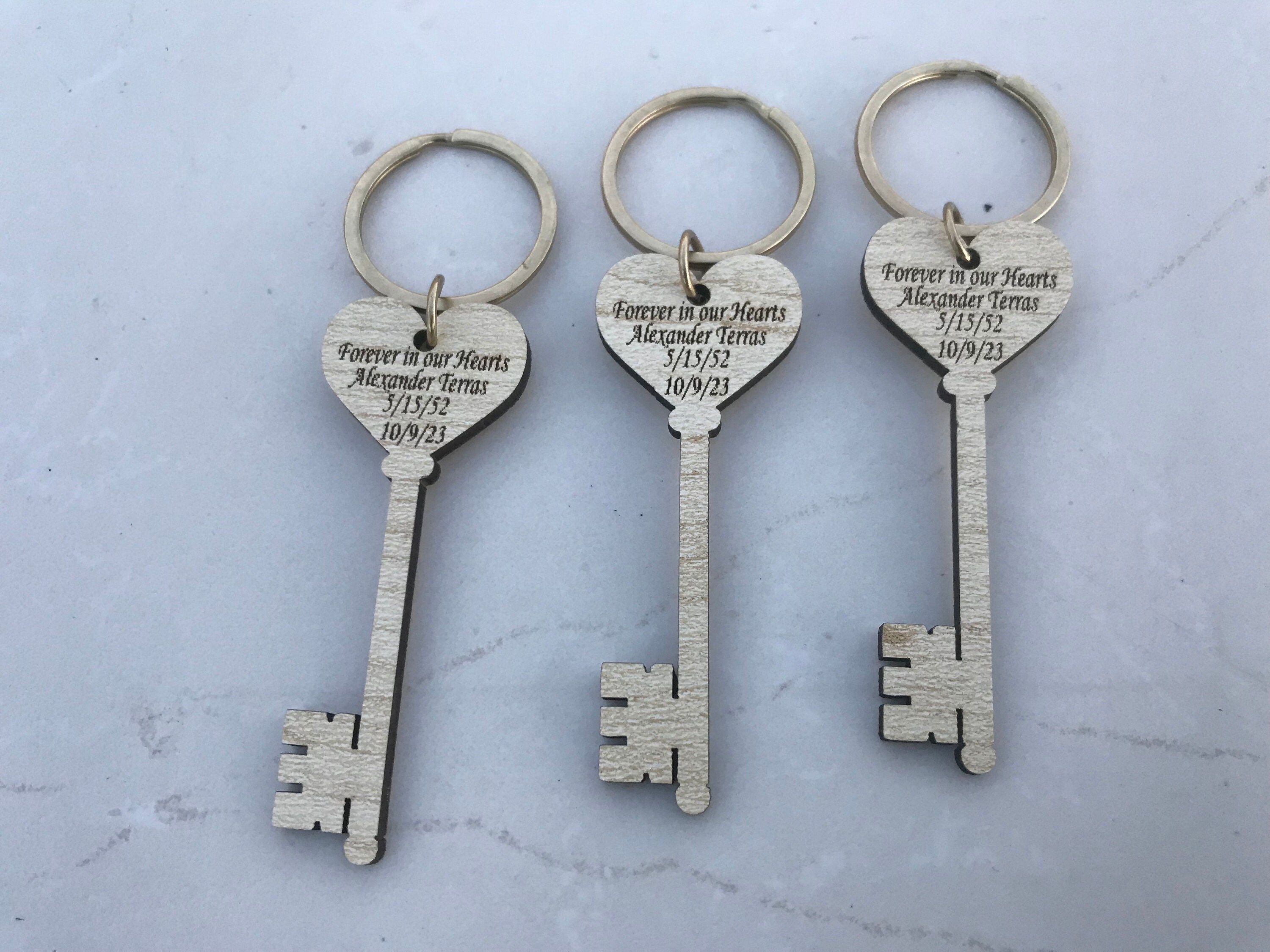 Bulk Funeral Favors Personalized Wood Keychain Celebration of Life ...