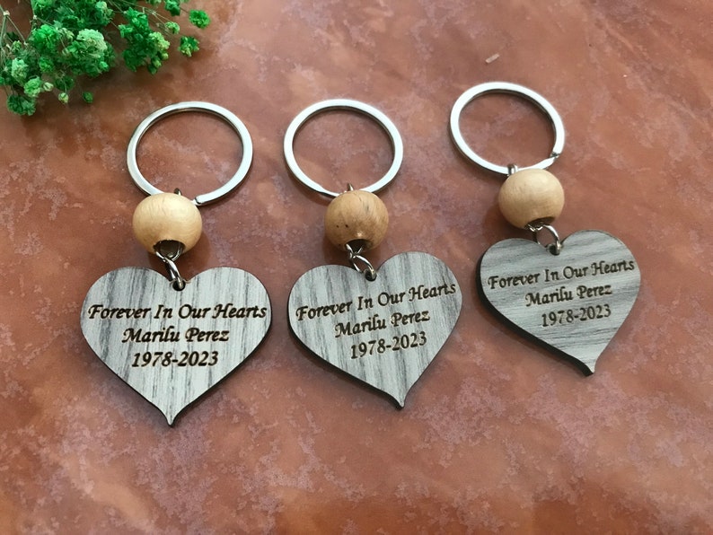 Bulk Funeral Favors Personalized Hearts Keychain Celebration of Life ...