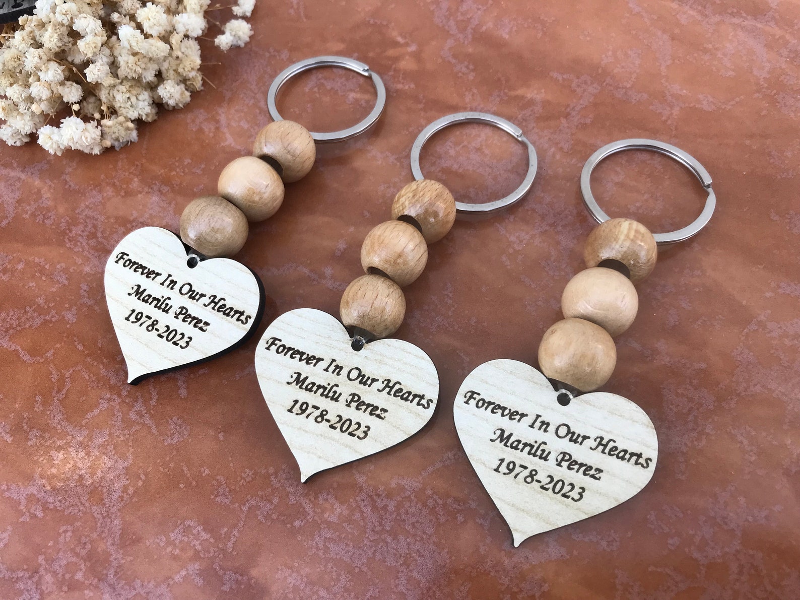 Bulk Funeral Favors Personalized Forever in Our Hearts Keychain ...