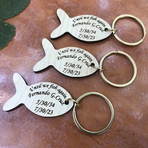 Bulk Funeral Favors Personalized Wood Keychain Fishing Celebration of ...