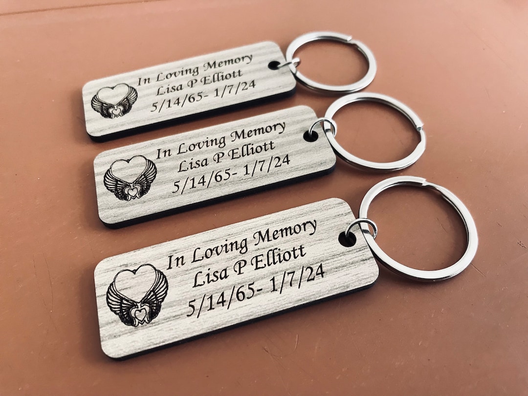 Funeral Favors Personalized Wood Keychain Memorial Favor Service for ...