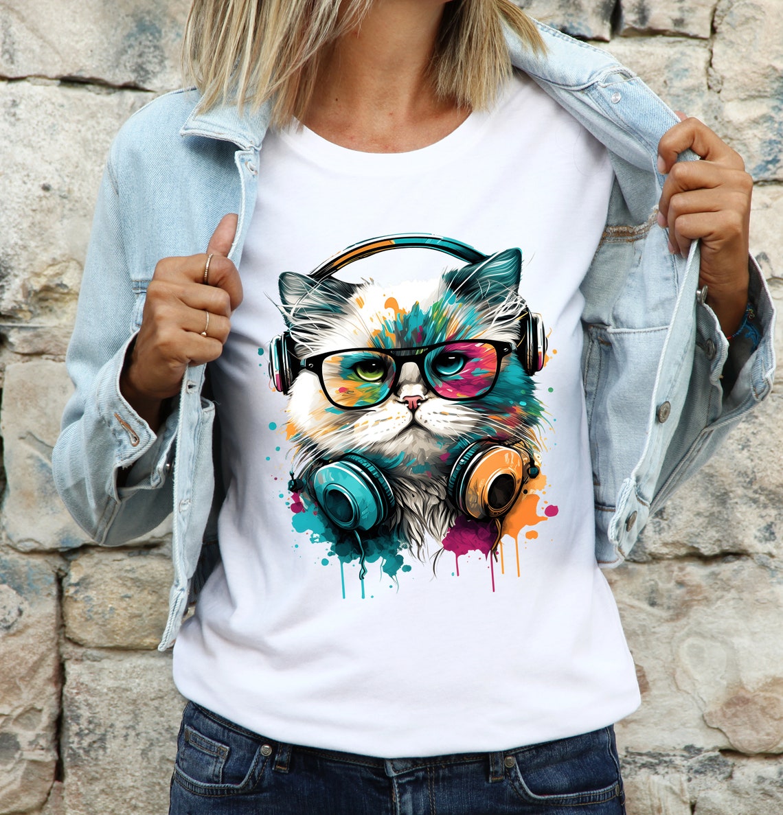 Colorful Cat DJ T-shirt, Music Lover Gift - Etsy