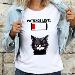 Patience Level Cat T-shirt: Funny Graphic Tee - Etsy