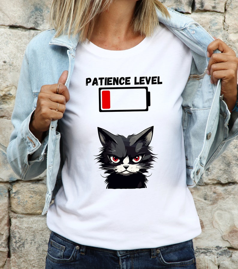 Patience Level Cat T-shirt: Funny Graphic Tee - Etsy