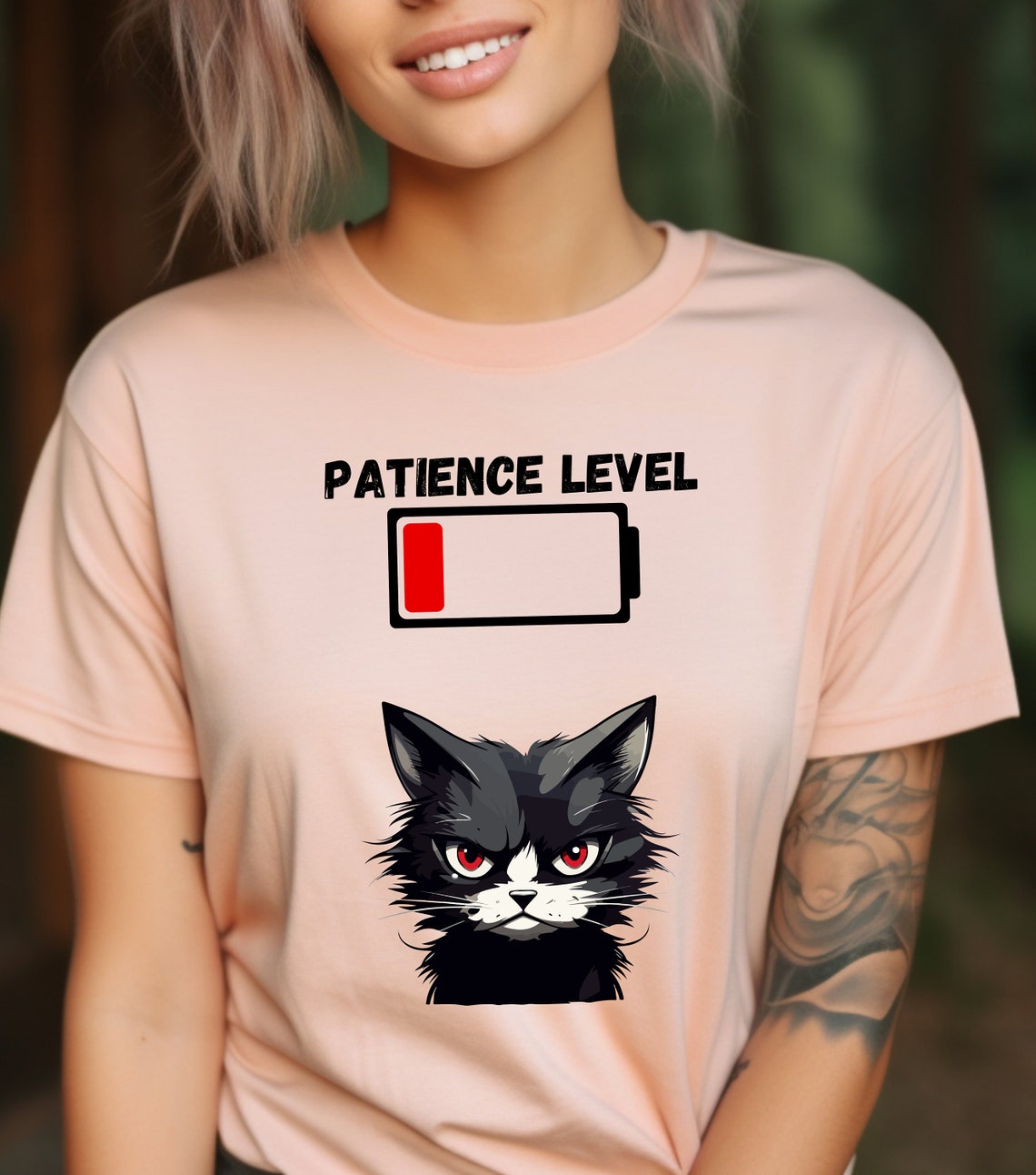 Patience Level Cat T-shirt: Funny Graphic Tee - Etsy