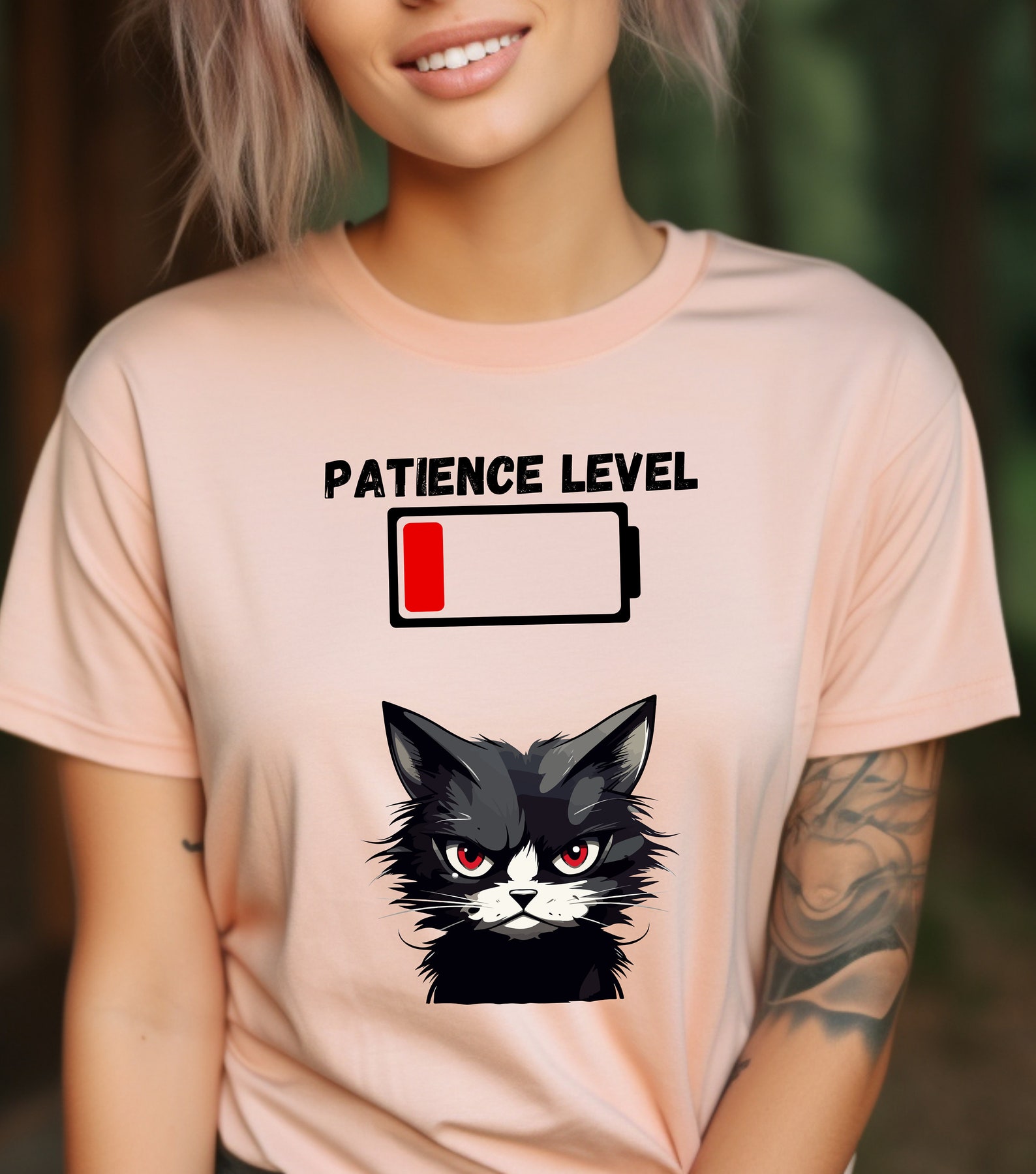 Patience Level Cat T-shirt: Funny Graphic Tee - Etsy