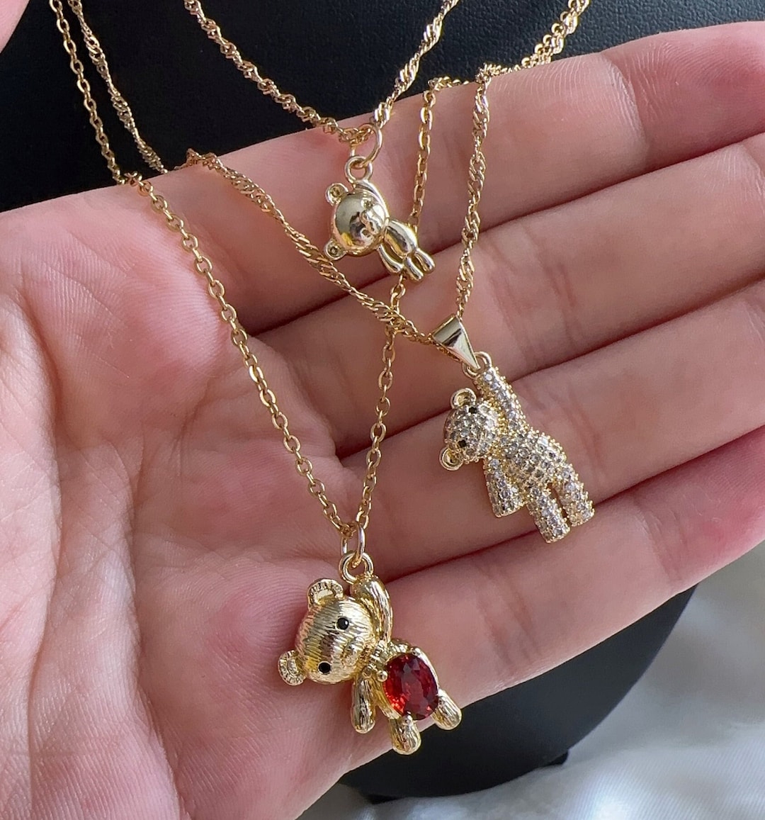 Christal Gold Bear Necklace, Gold Bear Necklace, Made in USA Jewelry ...
