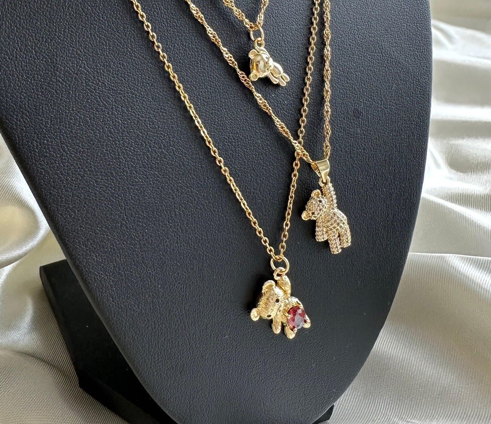 Christal Gold Bear Necklace, Gold Bear Necklace, Made in USA Jewelry ...