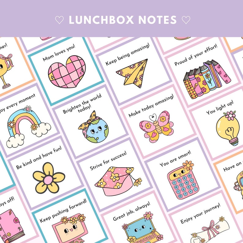 30 Printable Encouraging Lunchbox Messages and Cute Notes for Kids - Etsy