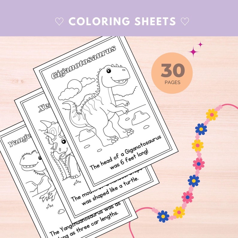 30pg Dinosaur Coloring Sheets for Kids - Etsy